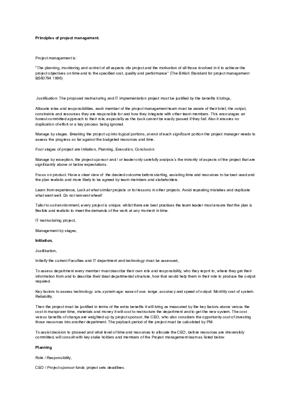 (DOC) Principles of project management