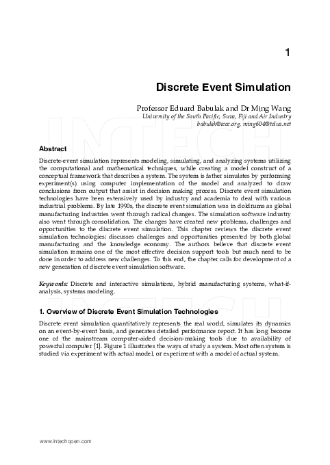Pdf Discrete Event Simulation