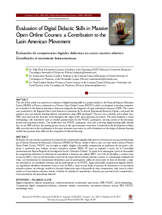 (PDF) Evaluation of Digital Didactic Skills in Massive Open Online ...