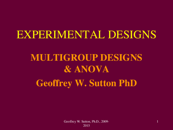 (PDF) Multigroup Research Designs and ANOVA