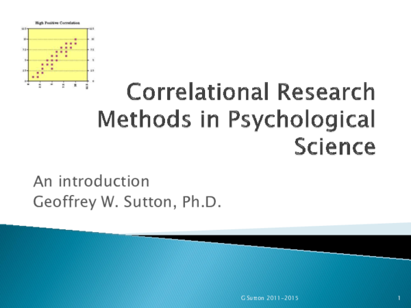 (PDF) Correlational Research in Psychological Science