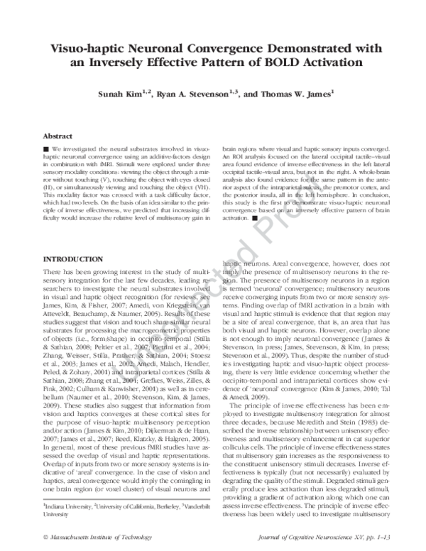 (PDF) Visuo-haptic Neuronal Convergence Demonstrated with an Inversely ...