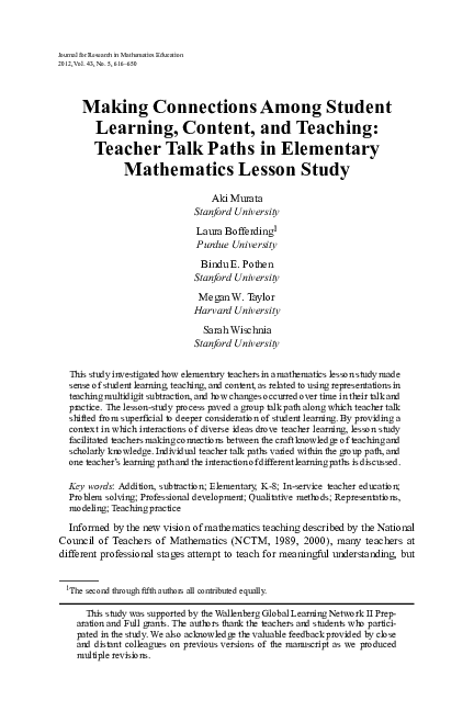 (PDF) Making connections among student learning, content, and teaching ...