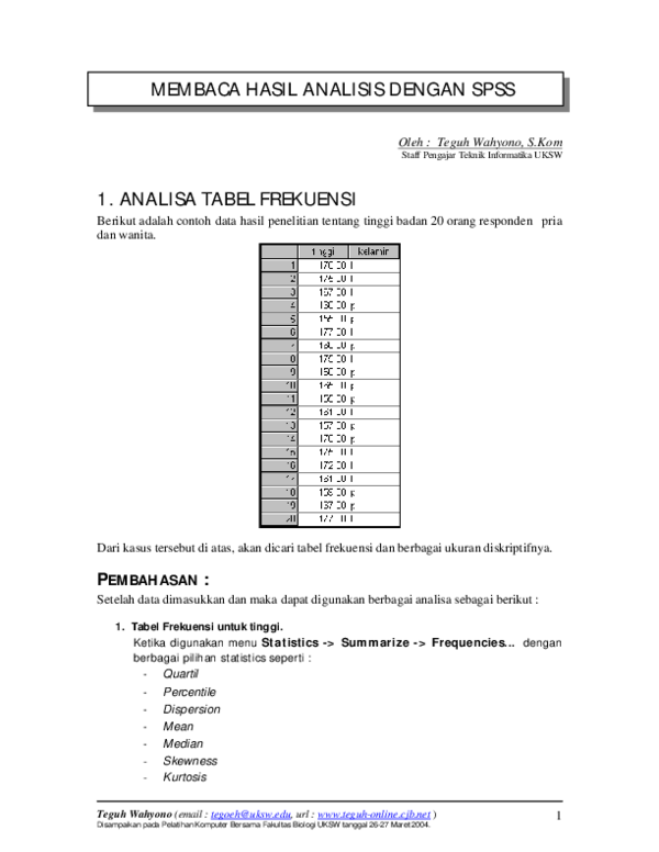 (PDF) MEMBACA HASIL ANALISIS DENGAN SPSS