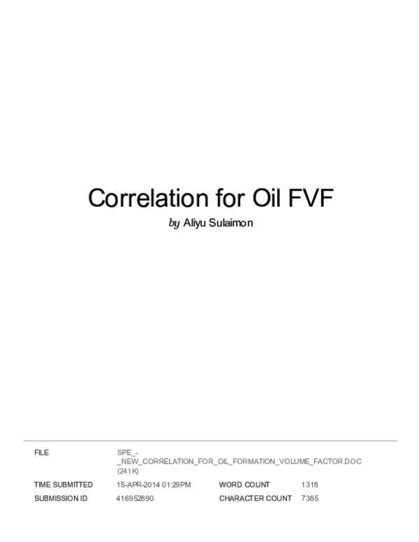 (PDF) Correlation for Oil FVF