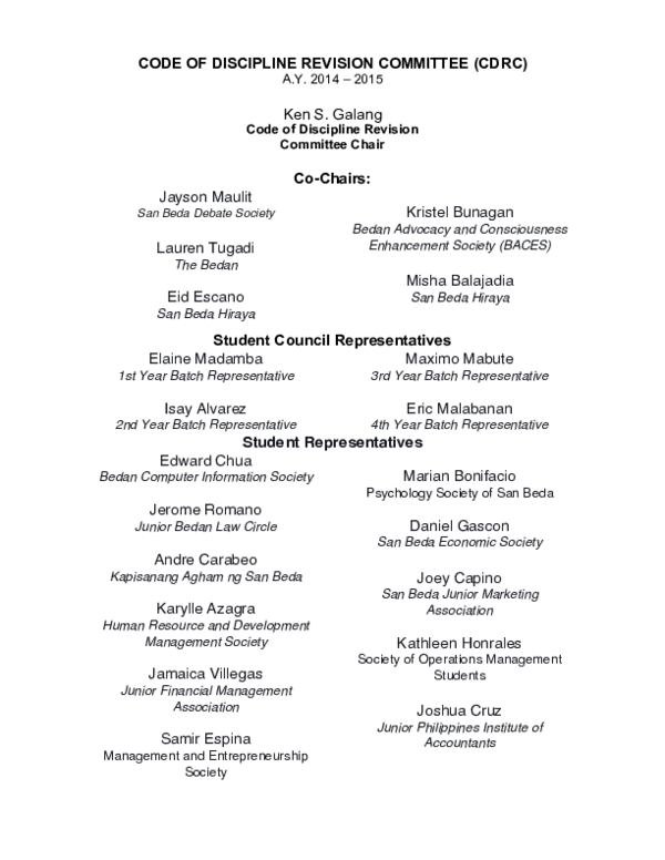 (PDF) Revised Code of Discipline