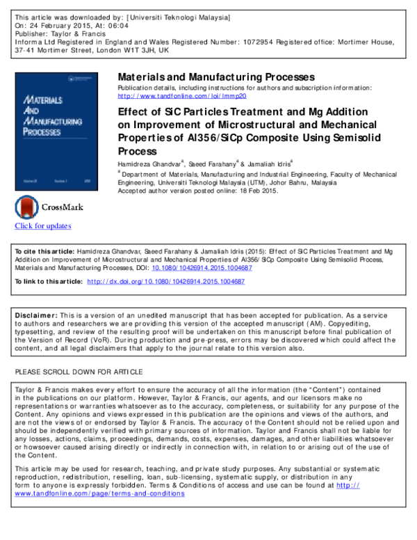 (PDF) Effect of SiC Particles Treatment and Mg Addition on Improvement of Microstructural and ...