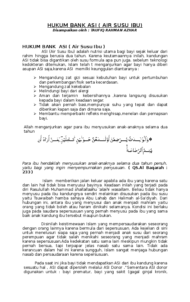 (DOC) HUKUM BANK ASI DAN DONOR DARAH