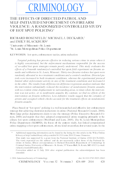 (PDF) THE EFFECTS OF DIRECTED PATROL AND SELF-INITIATED ENFORCEMENT ON ...