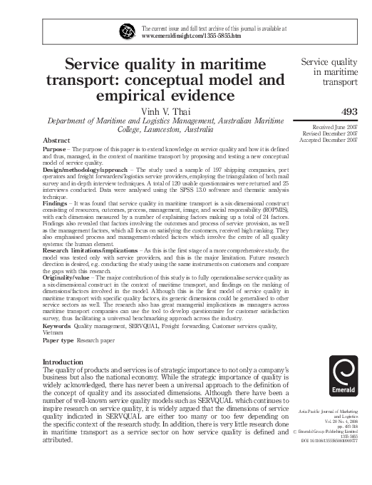 (PDF) Service quality in maritime transport Service quality in maritime ...