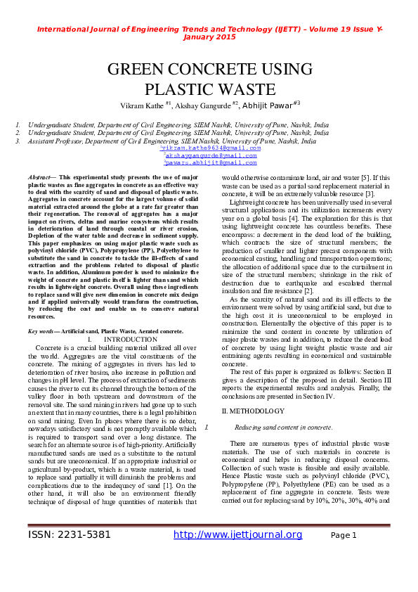(DOC) Green concrete using plastic waste