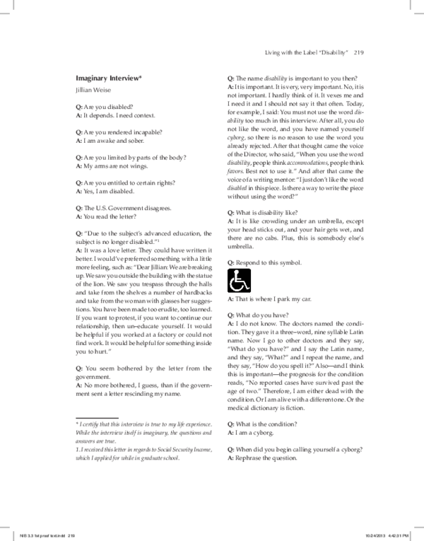 (PDF) Imaginary Interview