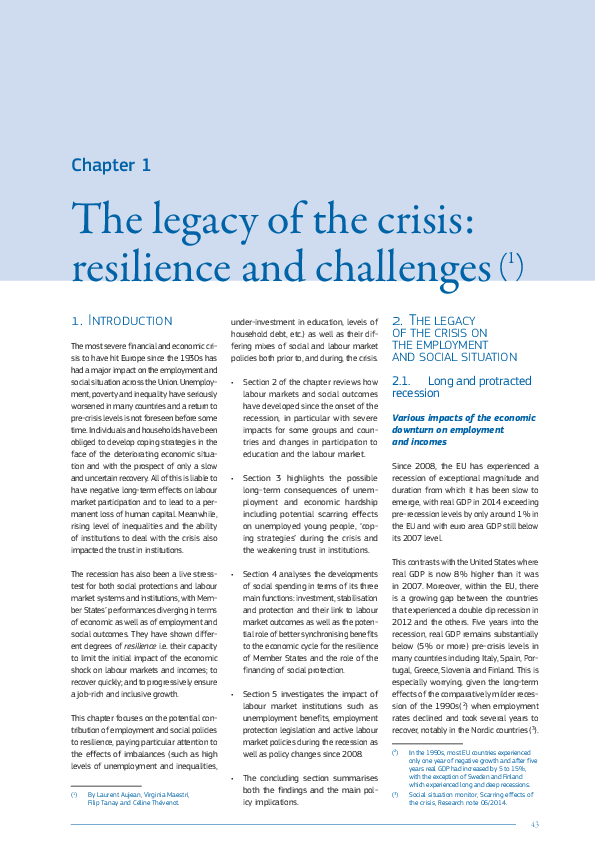 (PDF) Chapter 1 - The legacy of the crisis: resilience and challenges