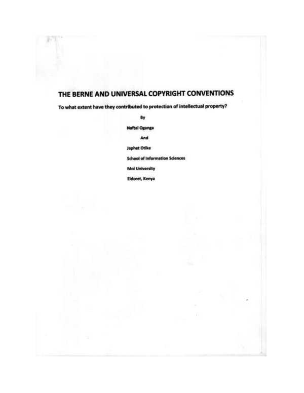 (PDF) The Berne and Universal Copyright Conventions: the extent to ...