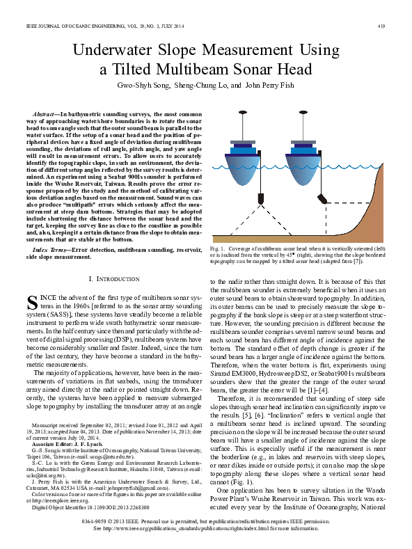 (PDF) Underwater Slope Measurement Usinga Tilted Multibeam Sonar Head