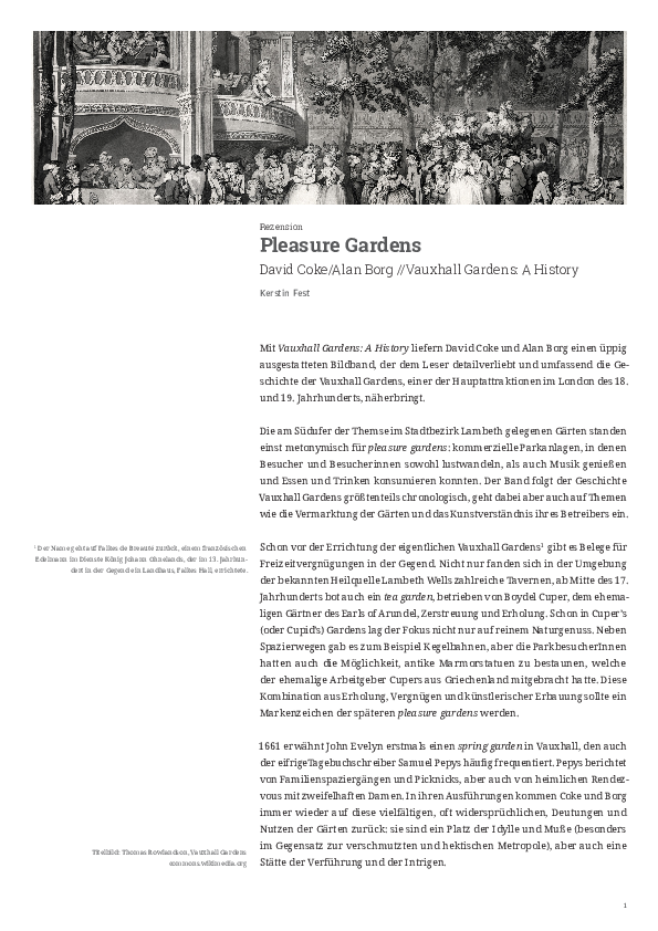 (PDF) Review: Pleasure Gardens. David Coke/Alan Borg Vauxhall Gardens