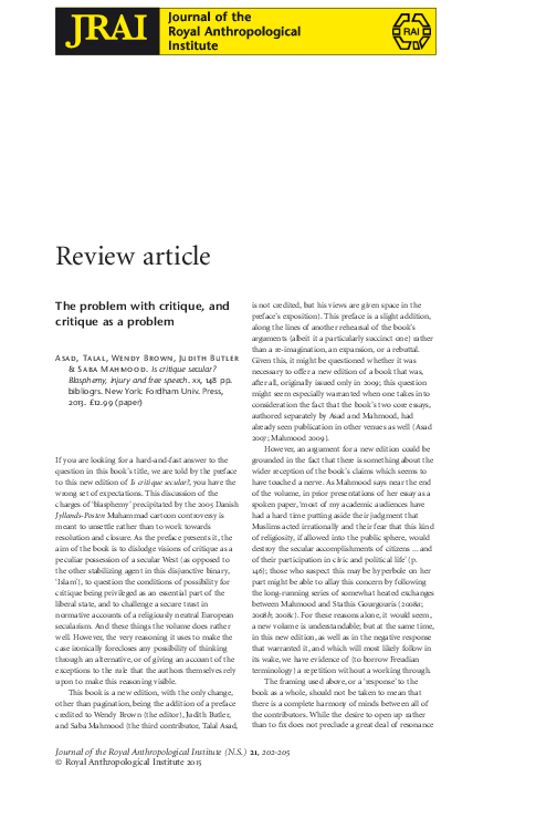 (PDF) Review Article: The problem with critique, and critique as a problem