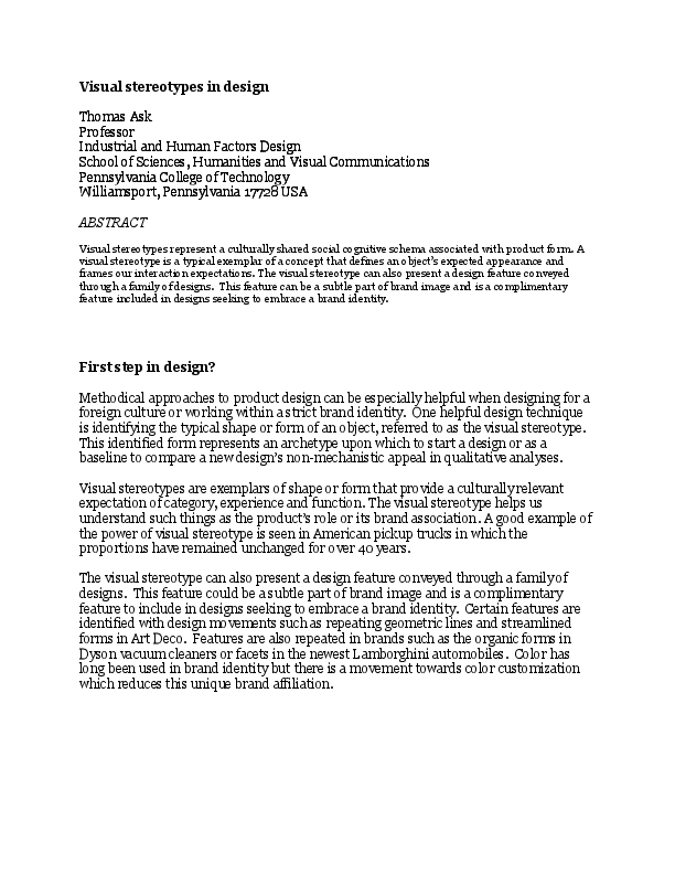 (PDF) Visual stereotypes in design
