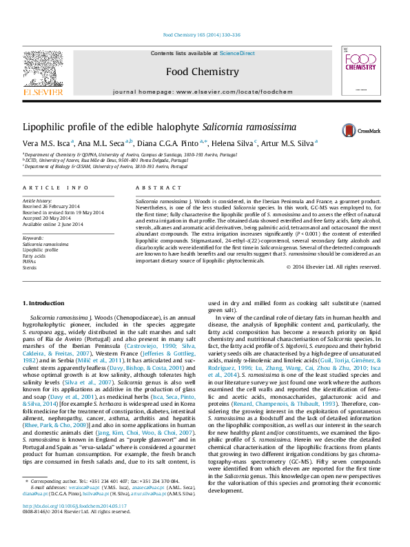 (PDF) Lipophilic profile of the edible halophyte Salicornia ramosissima