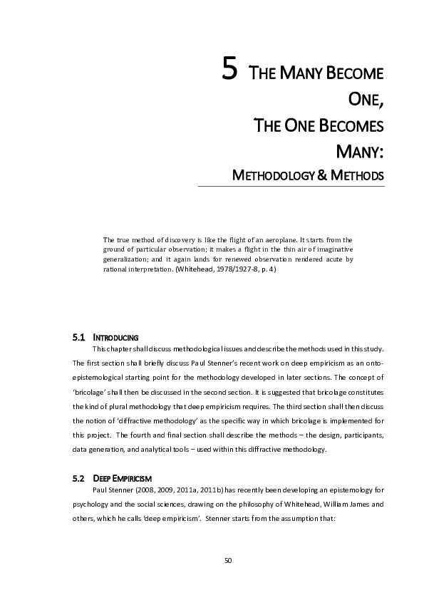 (PDF) 5 The Many Become One, The One Becomes Many: Methodology & Methods