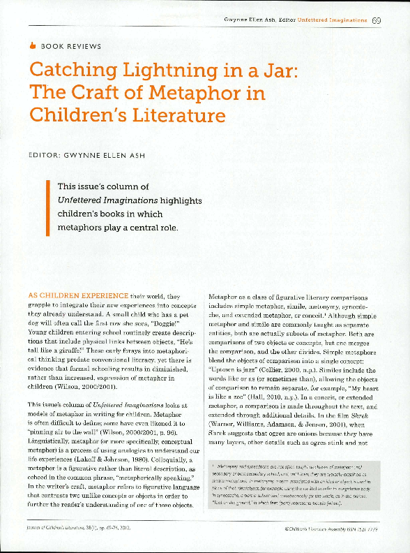 Catching Lightning in a Jar: The Craft of Metaphor in Children's Literature
