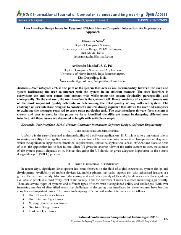(PDF) User Interface Design Issues for Easy and Efficient Human Computer Interaction: An ...