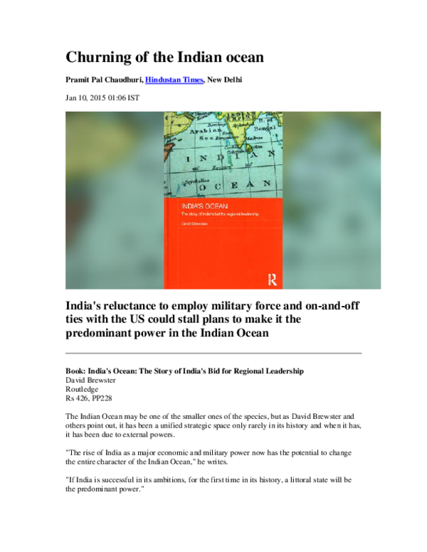 (PDF) "Churning of the Indian Ocean" - Hindustan Times review of India ...