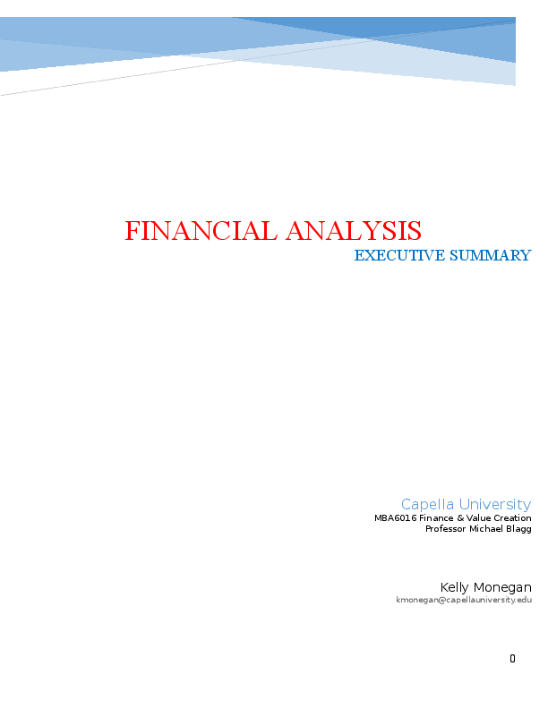 (DOC) Executive Summary, Financial Analysis - Microsoft