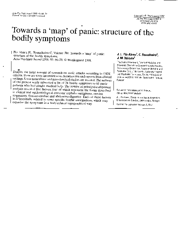 (PDF) Towards a ‘map’ of panic: structure of the bodily symptoms