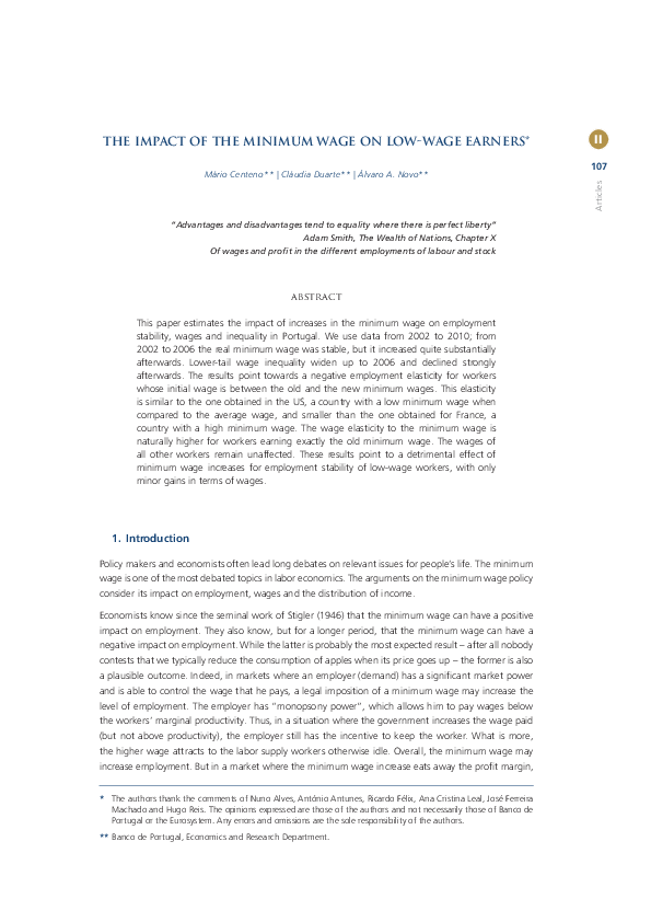 (PDF) The Effect of Minimum Wages on Low-Wage Jobs* | Doruk Cengiz ...