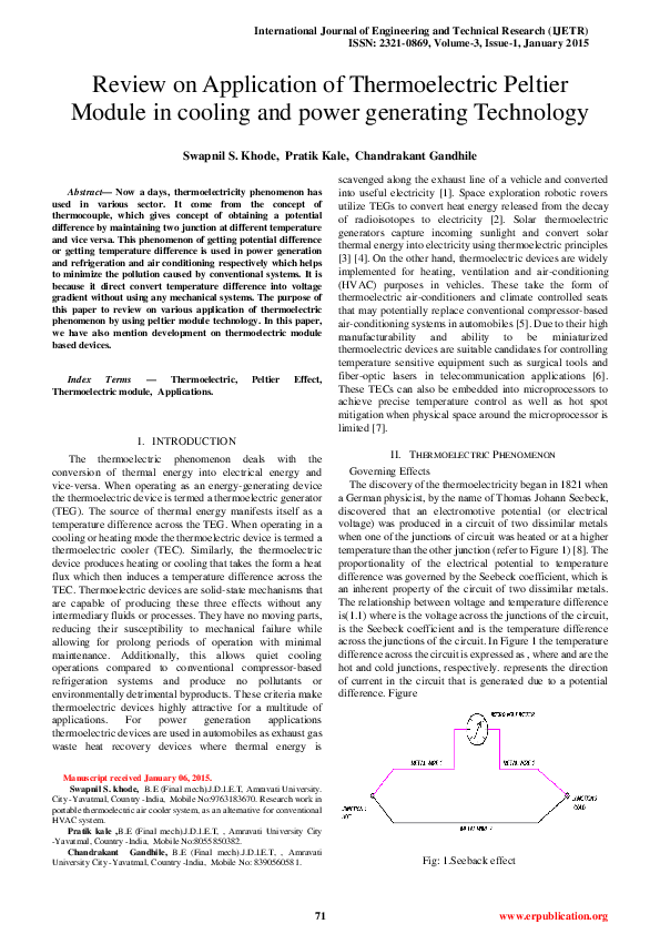 (PDF) Review on Application of Thermoelectric Peltier Module in cooling ...
