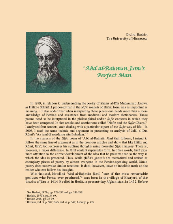 (PDF) 'Abd al-Rahman Jami's Perfect Man
