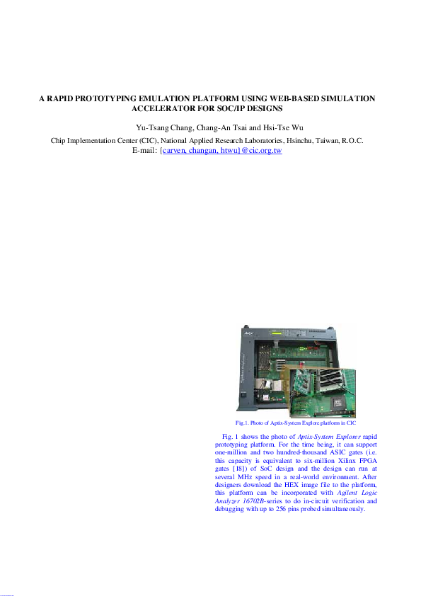 (PDF) A RAPID PROTOTYPING EMULATION PLATFORM USING WEB-BASED SIMULATION ACCELERATOR FOR SOC/IP ...