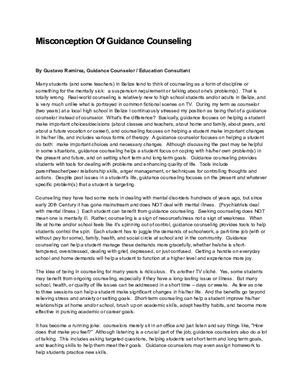 (DOC) Misconception Of Guidance Counseling