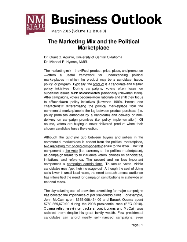 (PDF) The marketing mix and the political marketplace