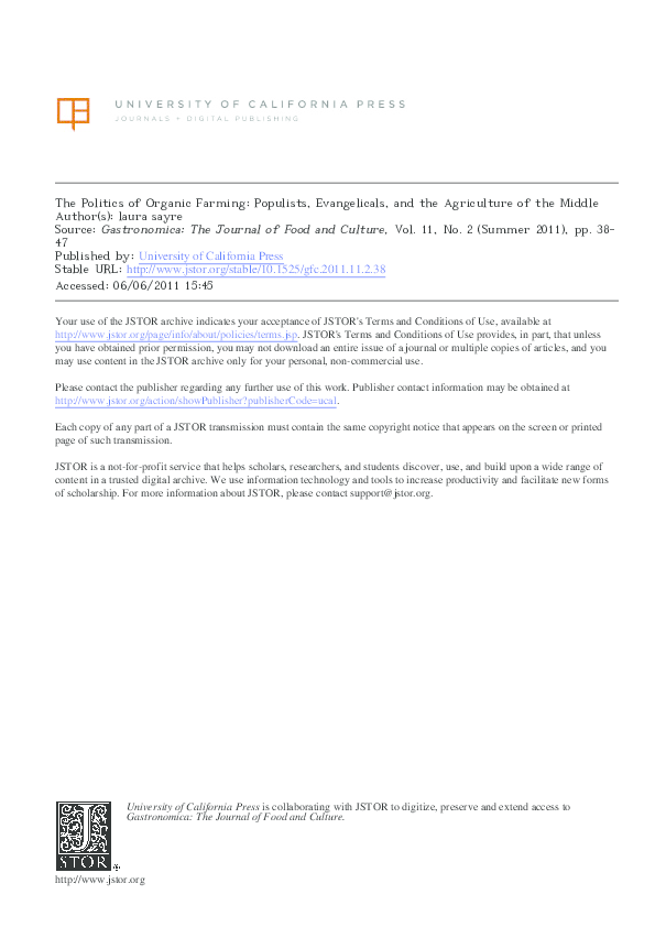 (PDF) The Politics of Organic Farming: Populists, Evangelicals, and the ...