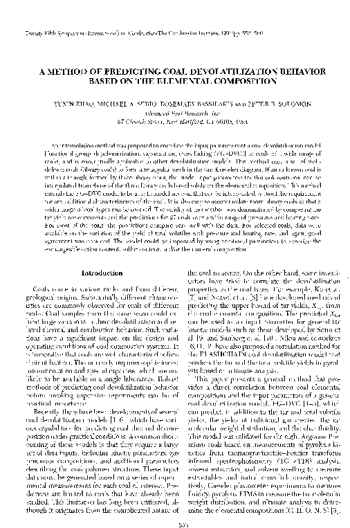 (PDF) A Method of Predicting Coal Devolatilization Behavior Based on ...