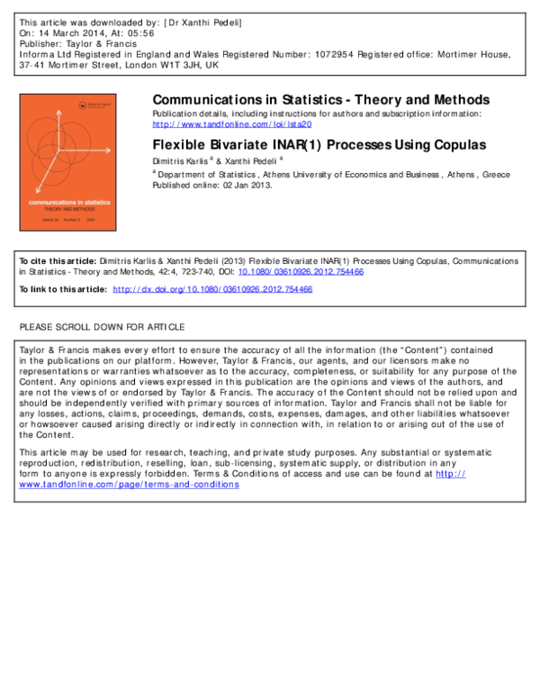Pdf Flexible Bivariate Inar 1 Processes Using Copulas