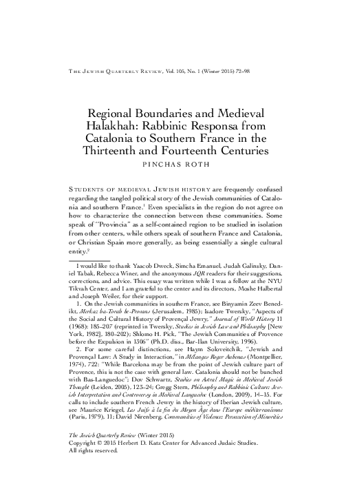 (PDF) ‘Regional Boundaries and Medieval Halakhah: Rabbinic Responsa ...