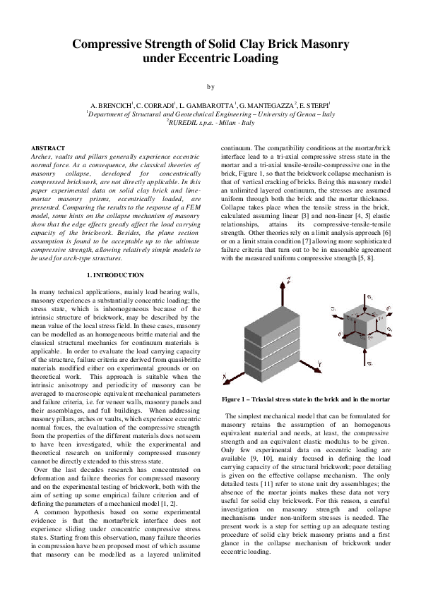 (PDF) Compressive Strength of Solid Clay Brick Masonry under Eccentric ...