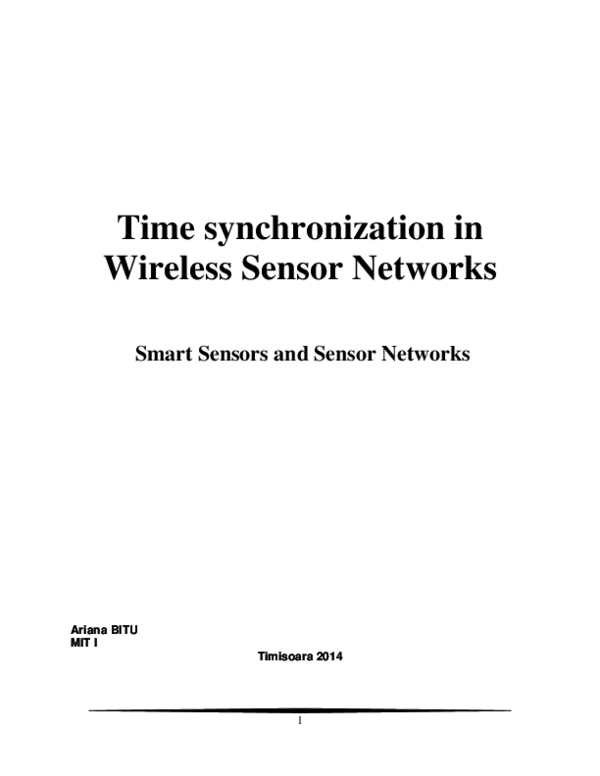 Pdf Time Synchronization In Wireless Sensor Networks