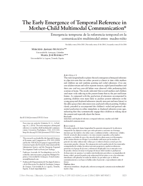 (PDF) "The Early Emergence of Temporal Reference in Mother-Child ...