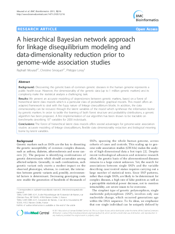(PDF) A hierarchical Bayesian network approach for linkage disequilibriummodeling and data ...