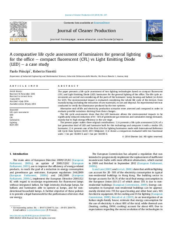 (PDF) A comparative life cycle assessment of luminaires for general ...