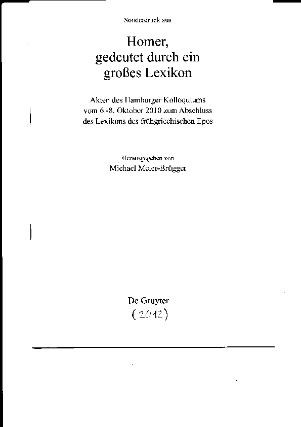 (PDF) Homer und Avdo Mededovic als "post-traditional singers"?