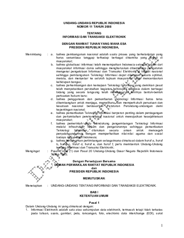 (PDF) UU ITE Nomor 11 Tahun 2008