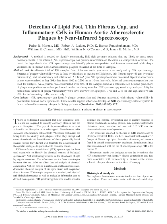 (PDF) Detection of Lipid Pool, Thin Fibrous Cap, and Inflammatory Cells ...