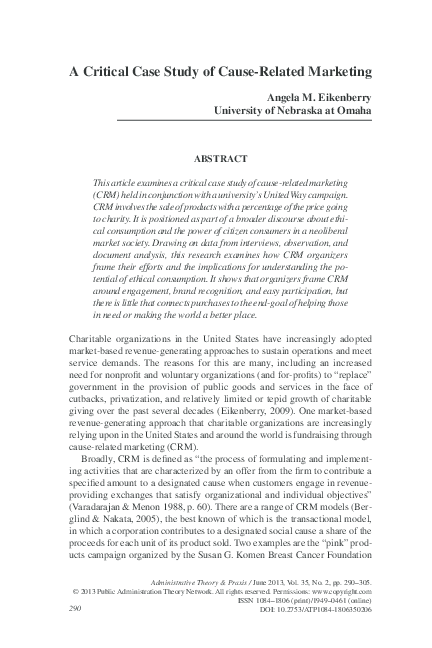 (PDF) A critical case study of cause-related marketing