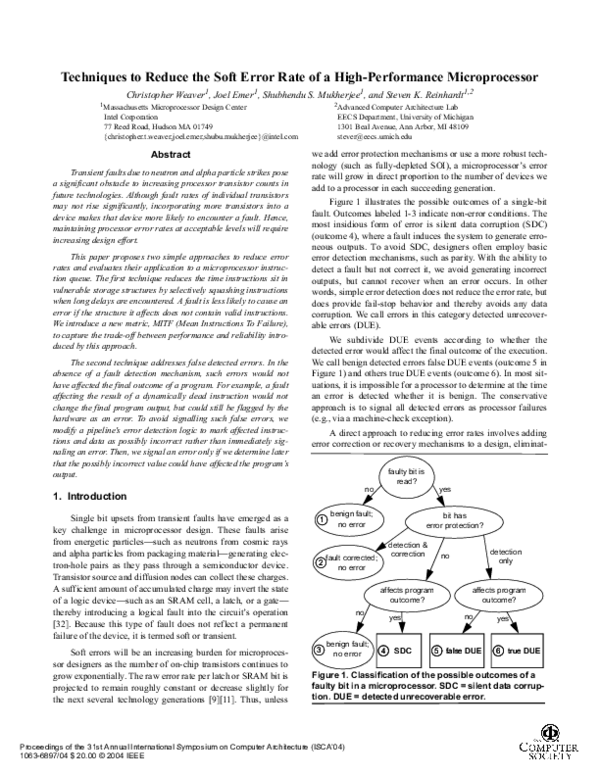 (PDF) Techniques to reduce the soft error rate of a high-performance microprocessor