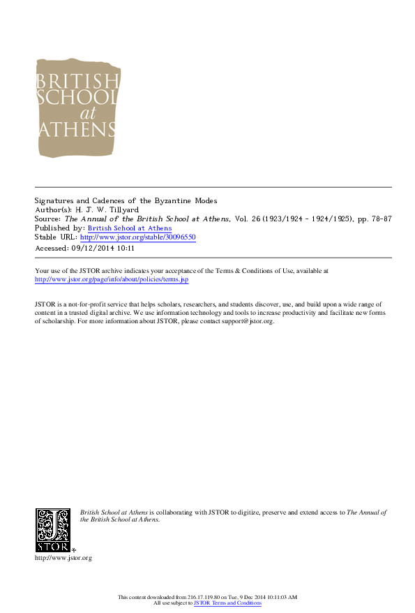 Signatures and Cadences of the Byzantine Modes